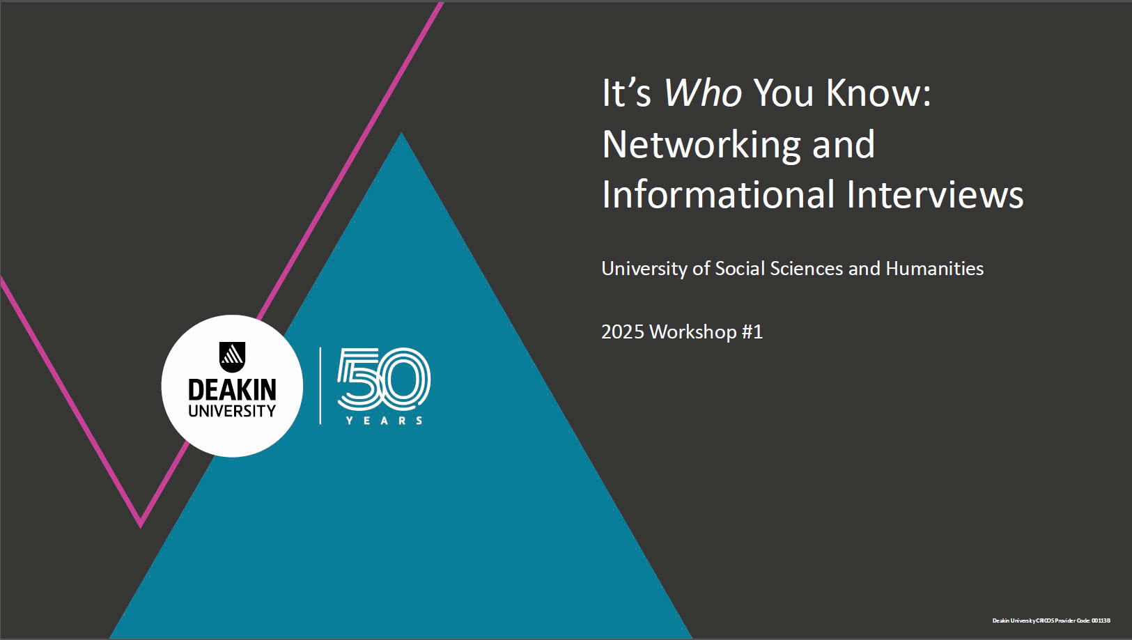 Workshop “It’s Who You Know: Networking and Informational Interviews ...