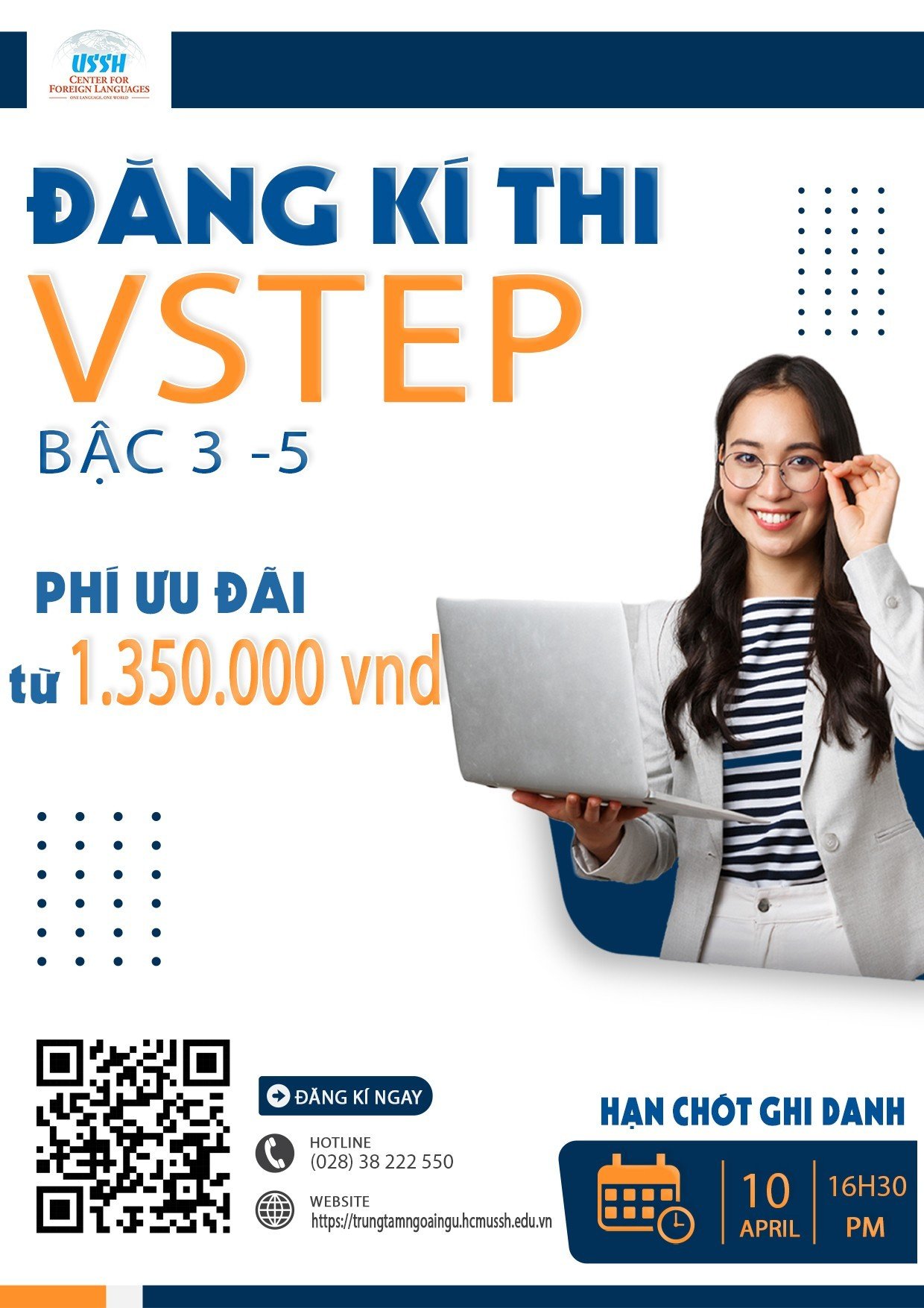 Thông báo đăng kí thi VSTEP Bậc 3-5 ngày 18-19/4/2023