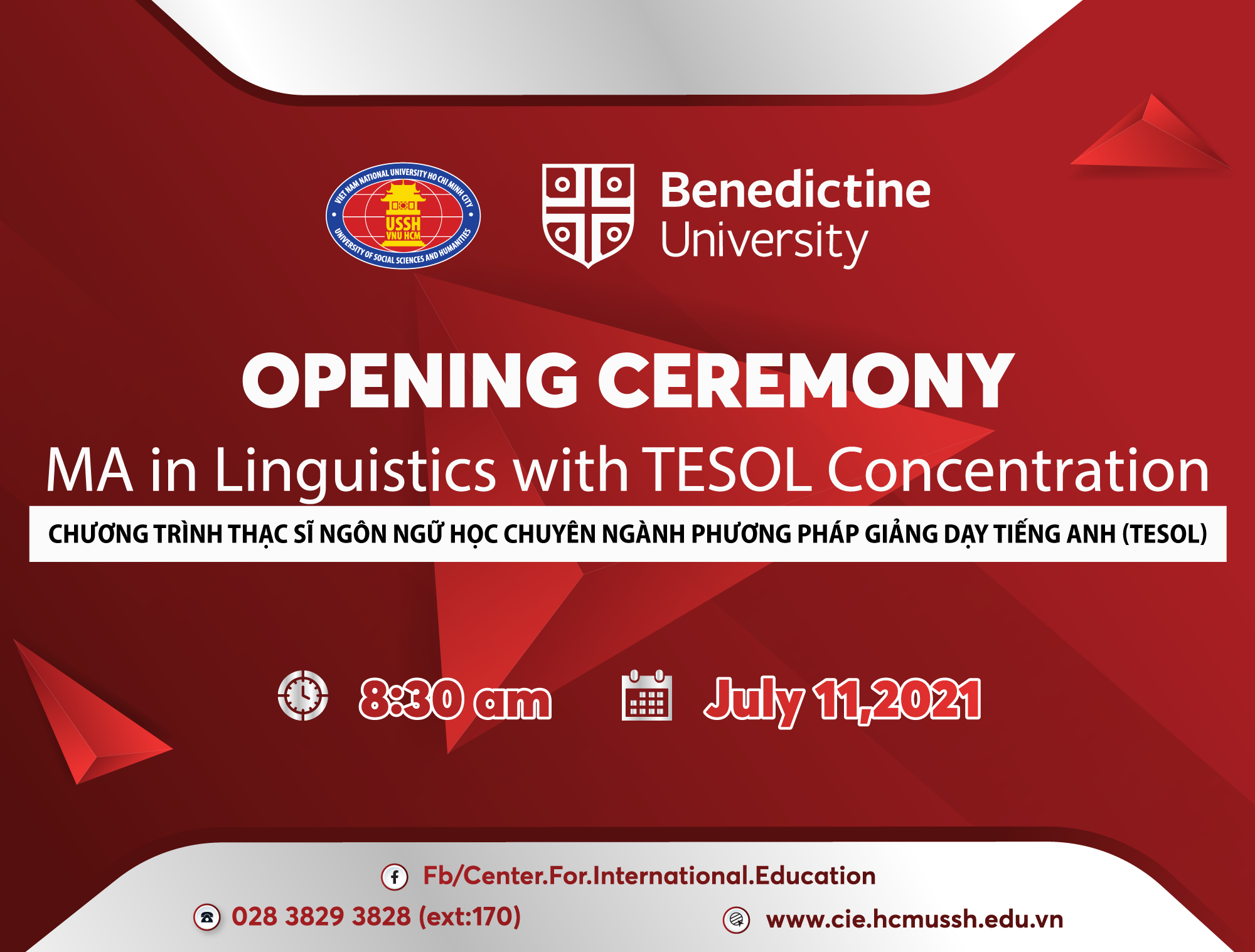 Lễ khai giảng Chương trình liên kết đào tạo Thạc sĩ Ngôn ngữ học TESOL ...