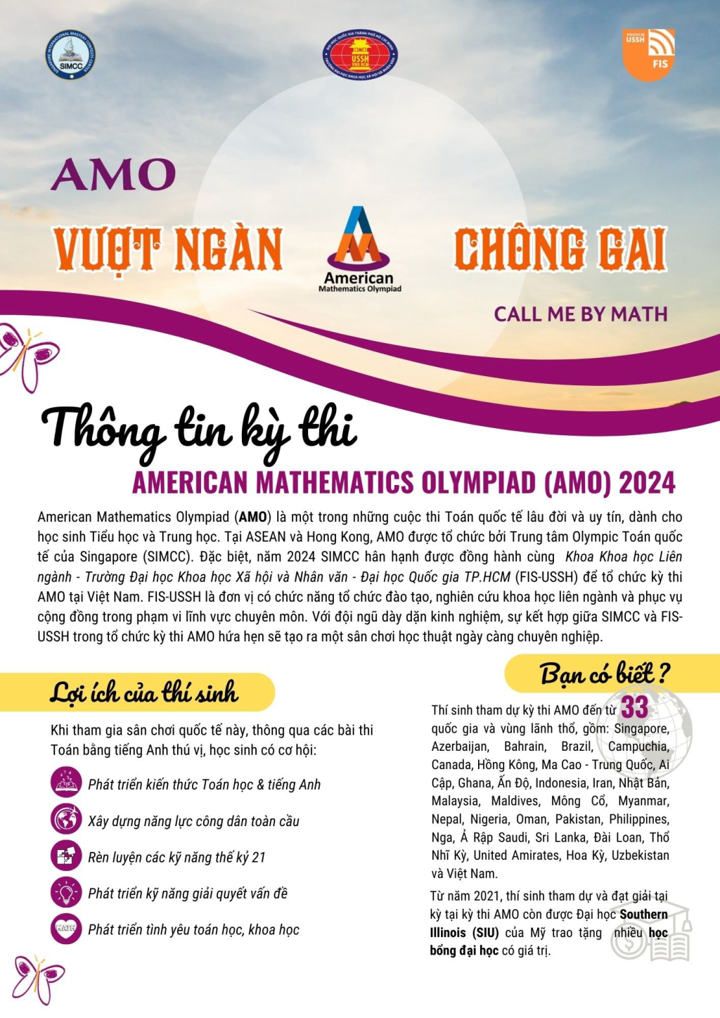 Thông tin và cách đăng ký tham gia kỳ thi toán quốc tế AMO năm 2024