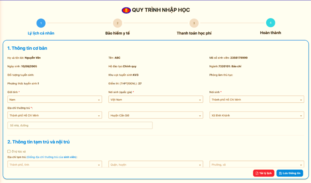 Hướng dẫn nhập học dành cho Tân sinh viên chính quy khóa tuyển sinh năm ...